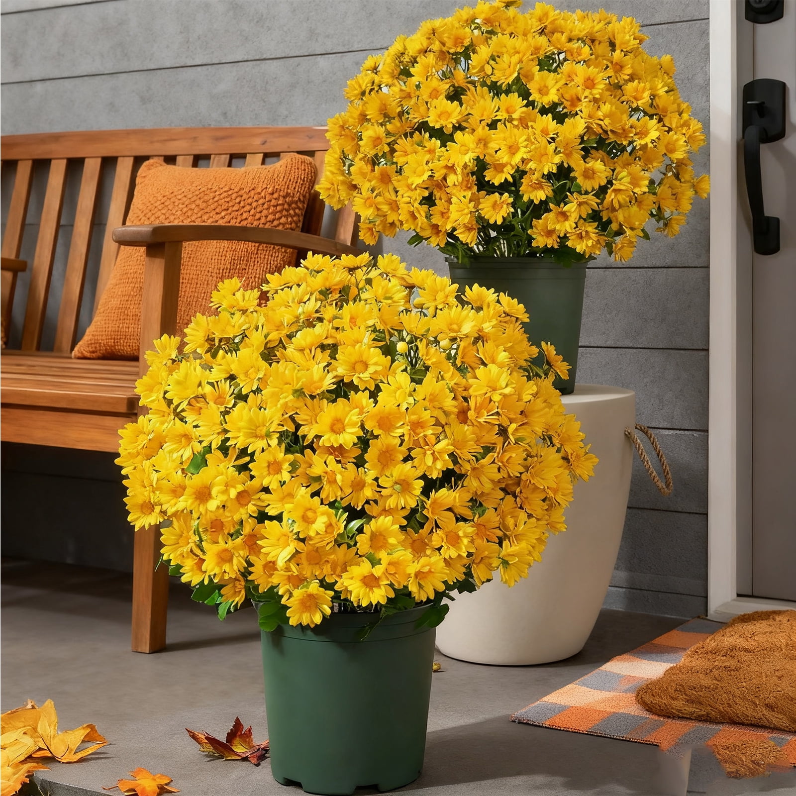 20 Bundles Artificial Sunset Mums, Artificial Outdoor Sunset Mums ...