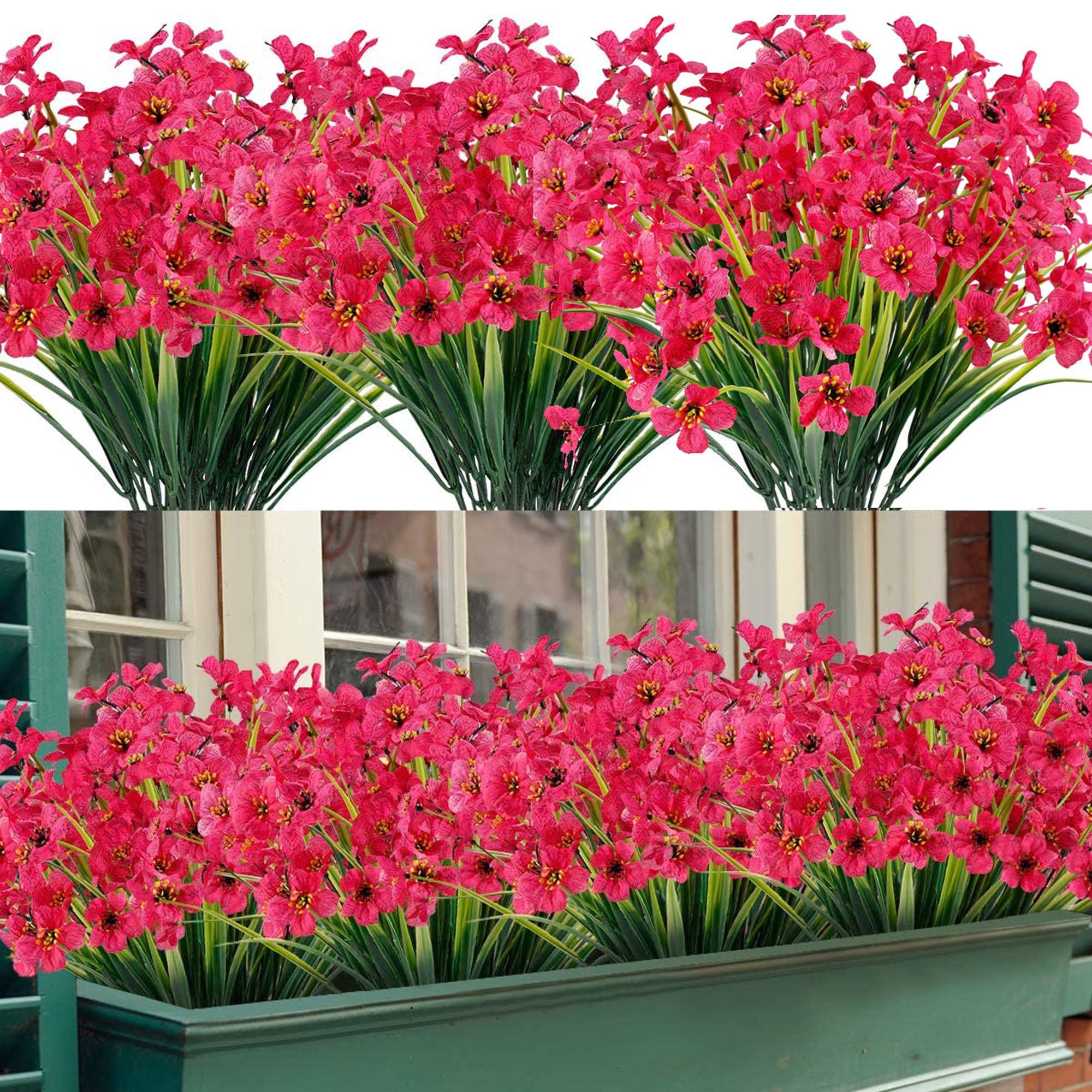 20 Bundles Outdoor Artificial Flowers UV Resistant No Fade Fake Violet ...