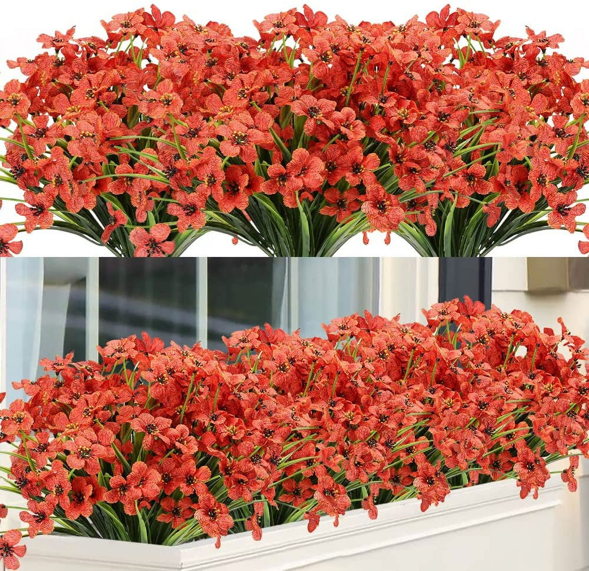 20 Bundles Outdoor Artificial Flowers UV Resistant No Fade Fake Violet ...