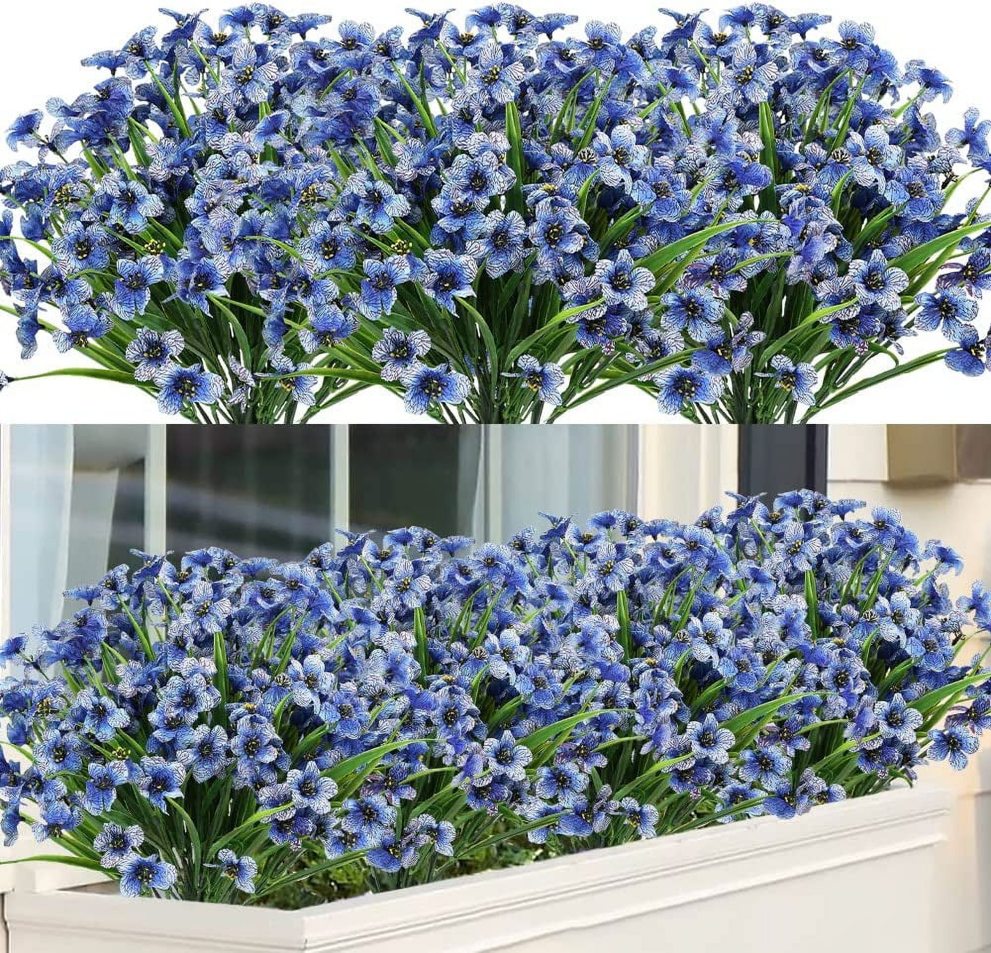 20 Bundles Outdoor Artificial Flowers UV Resistant No Fade Fake Violet ...