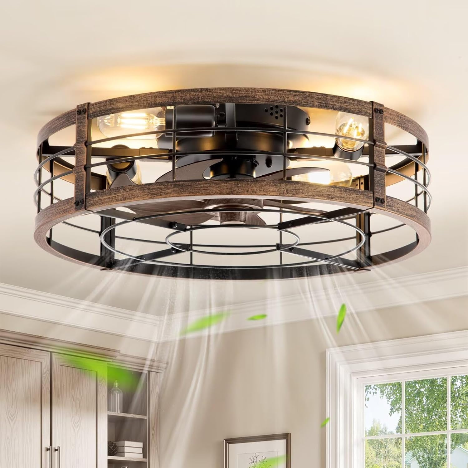 20" Cad Ceiling Fan with Light and Remote, Low Profile Flush Mount ...