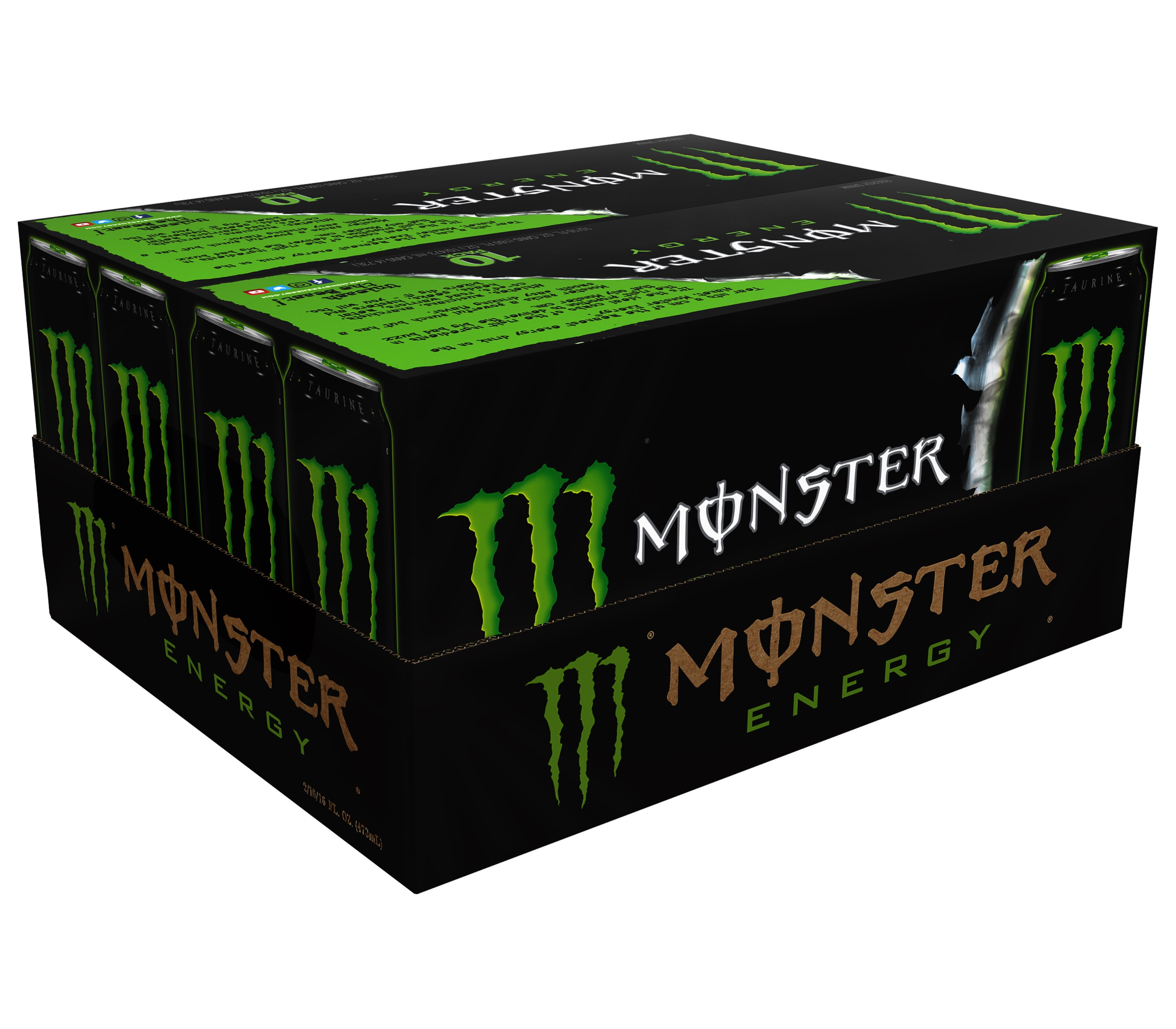 (20 Cans) Monster Energy Drink, Original, 16 fl oz - Walmart.com