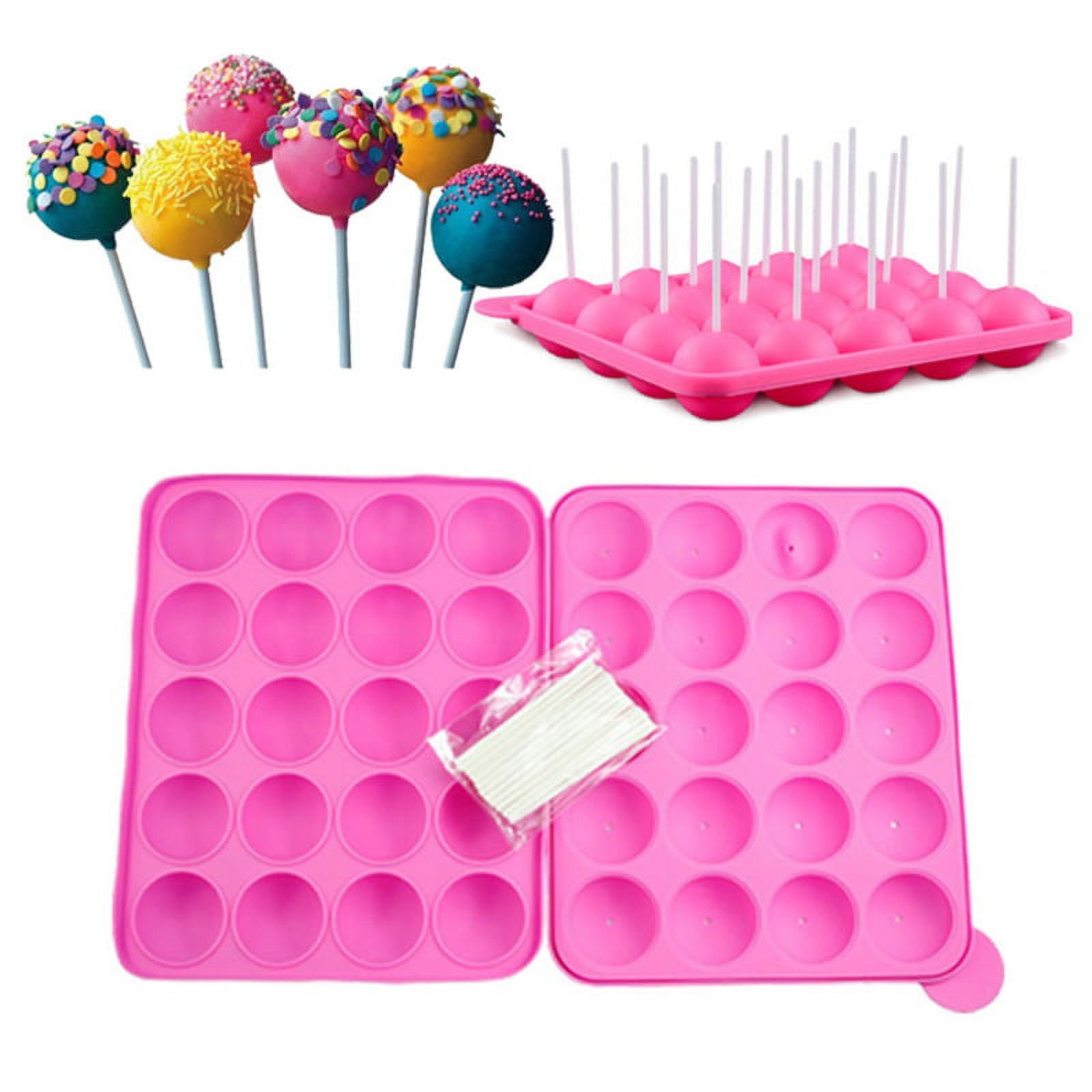 20-Capacity Silicone Lollipop Mold Sticks 20-Cavity Round Chocolate ...
