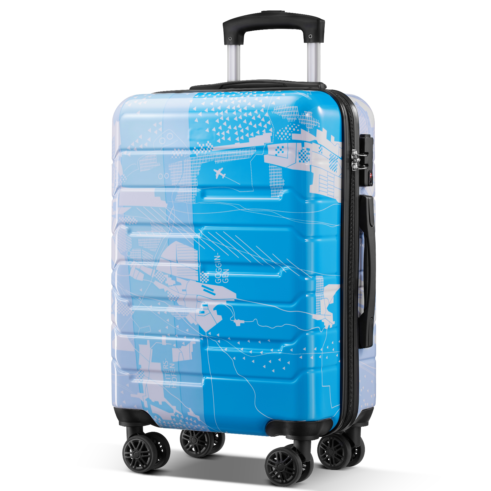 20" Carry-On Printed Luggage with Spinner Wheels, Hard Shell Durable ...