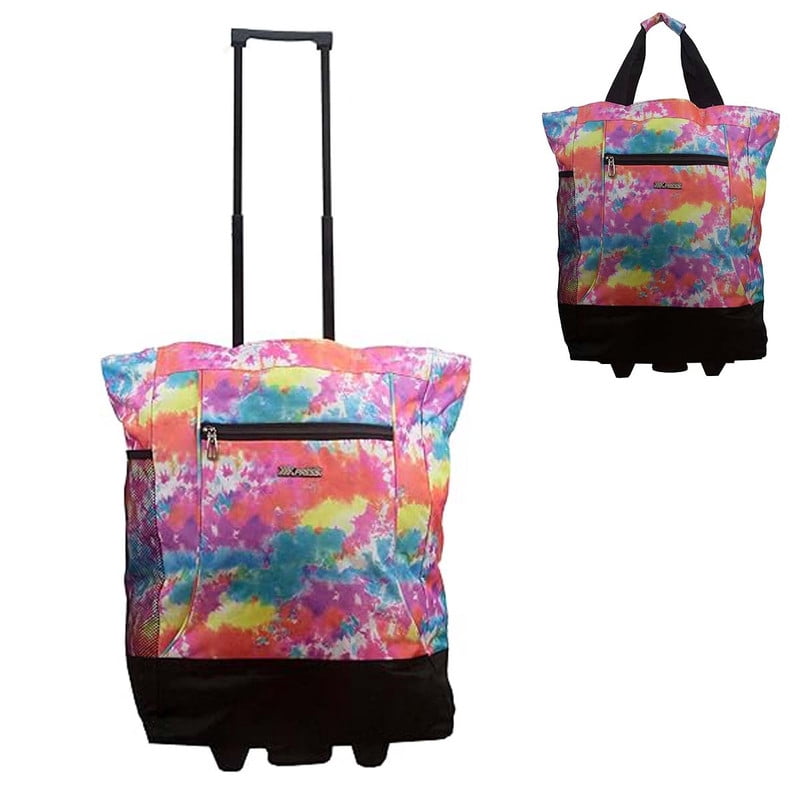 20" Carry-on Rolling Luggage Bag,Print Shopping Bag Tote with Wheels ...