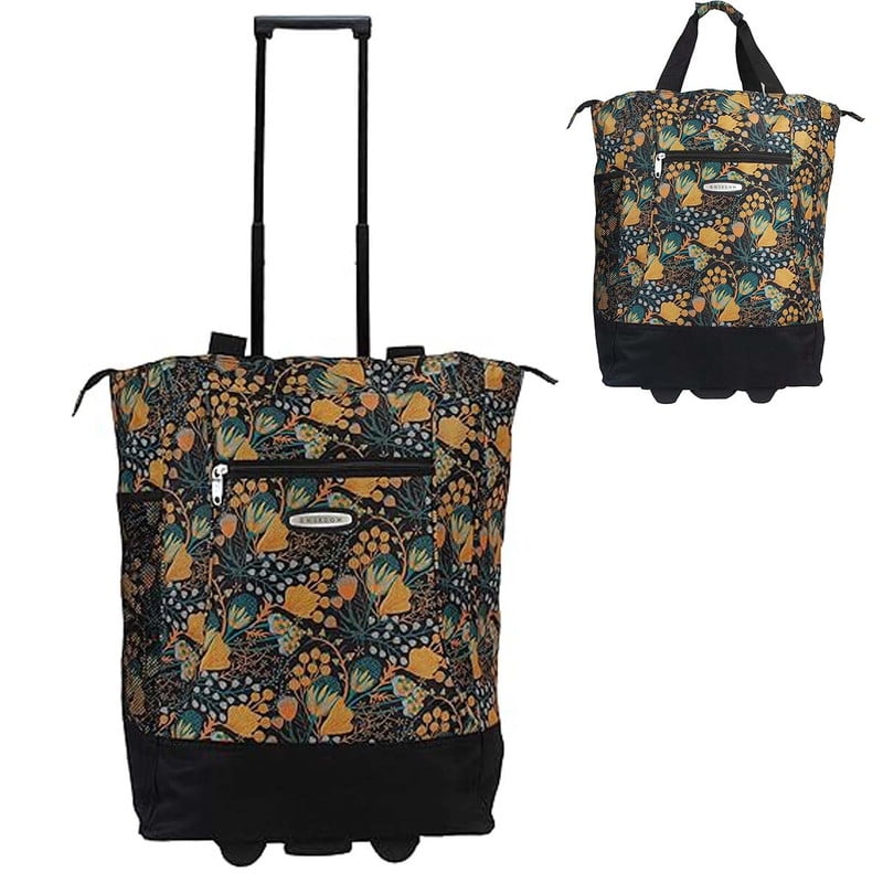 20" Carry-on Rolling Luggage Bag,Print Shopping Bag Tote with Wheels ...