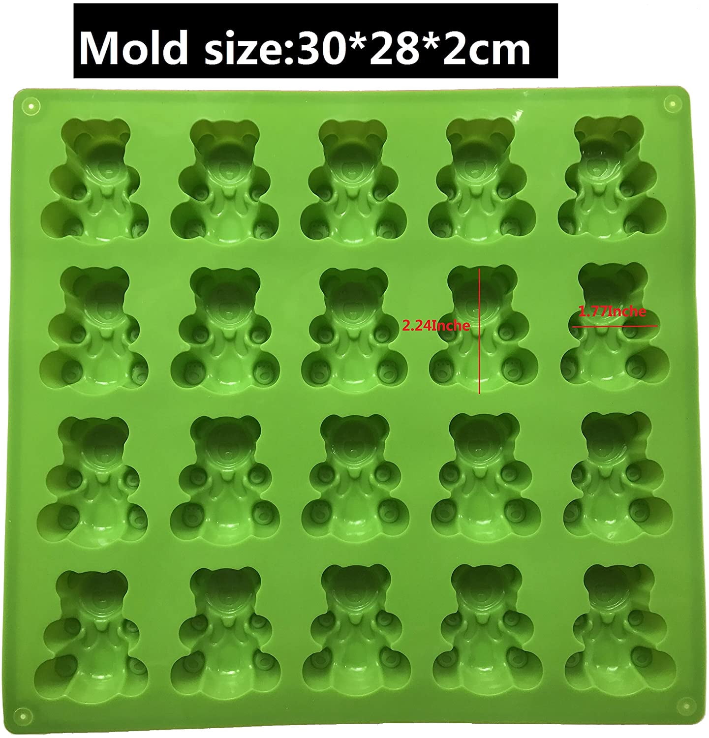 20 Cavity Large Gummy Bear Mold/Big Bear Crayon Mold for Brownie Muffin ...