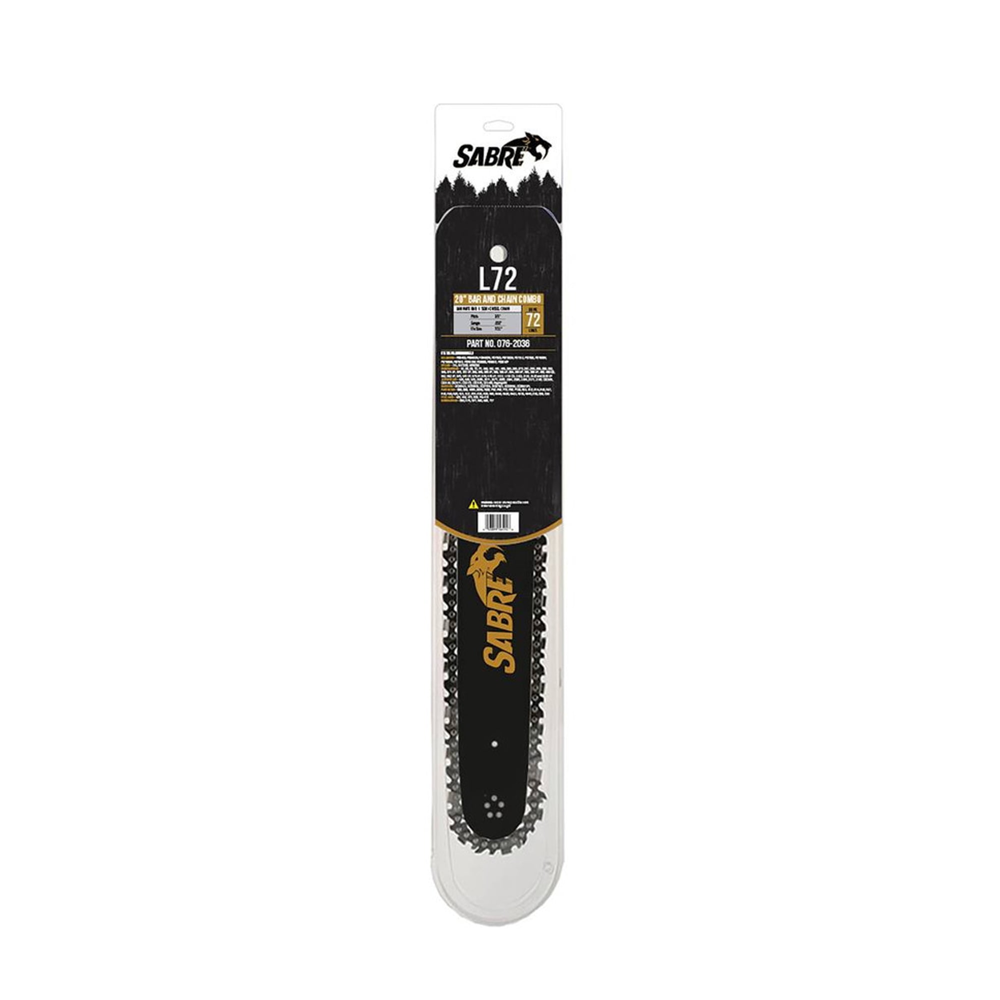 20" Chainsaw Bar and Chain Combo 3/8” pitch, .050-gauge, 72 DL for ...