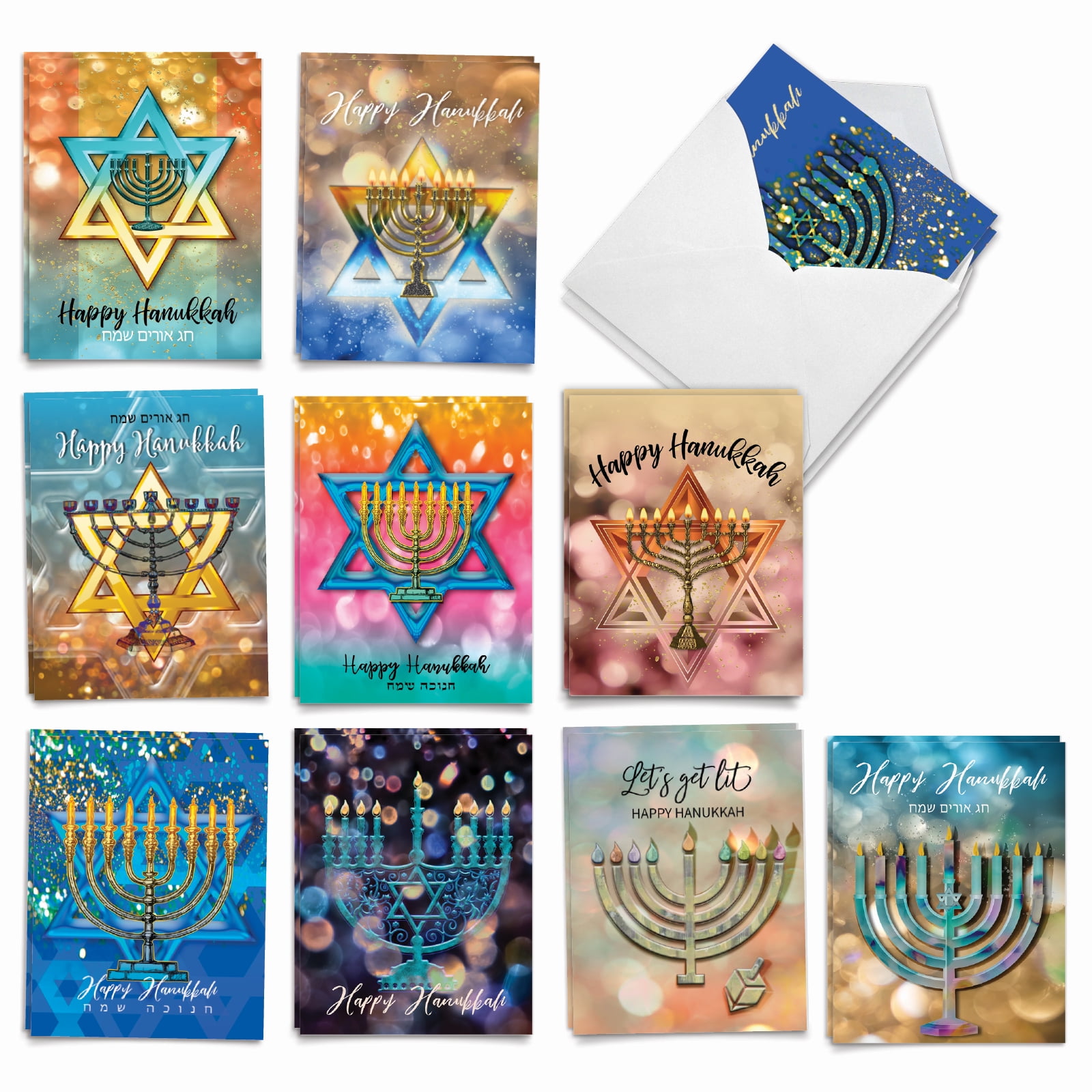 20 Chanukah Note Cards with Envelopes (4" x 5.12") - Festival of Lights ...