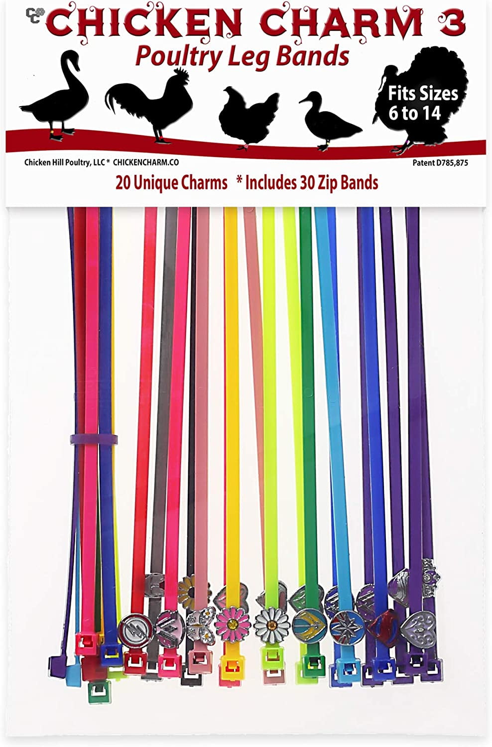 20 Chicken Charm 3 Poultry Leg Bands - Hero Pack - Walmart.com