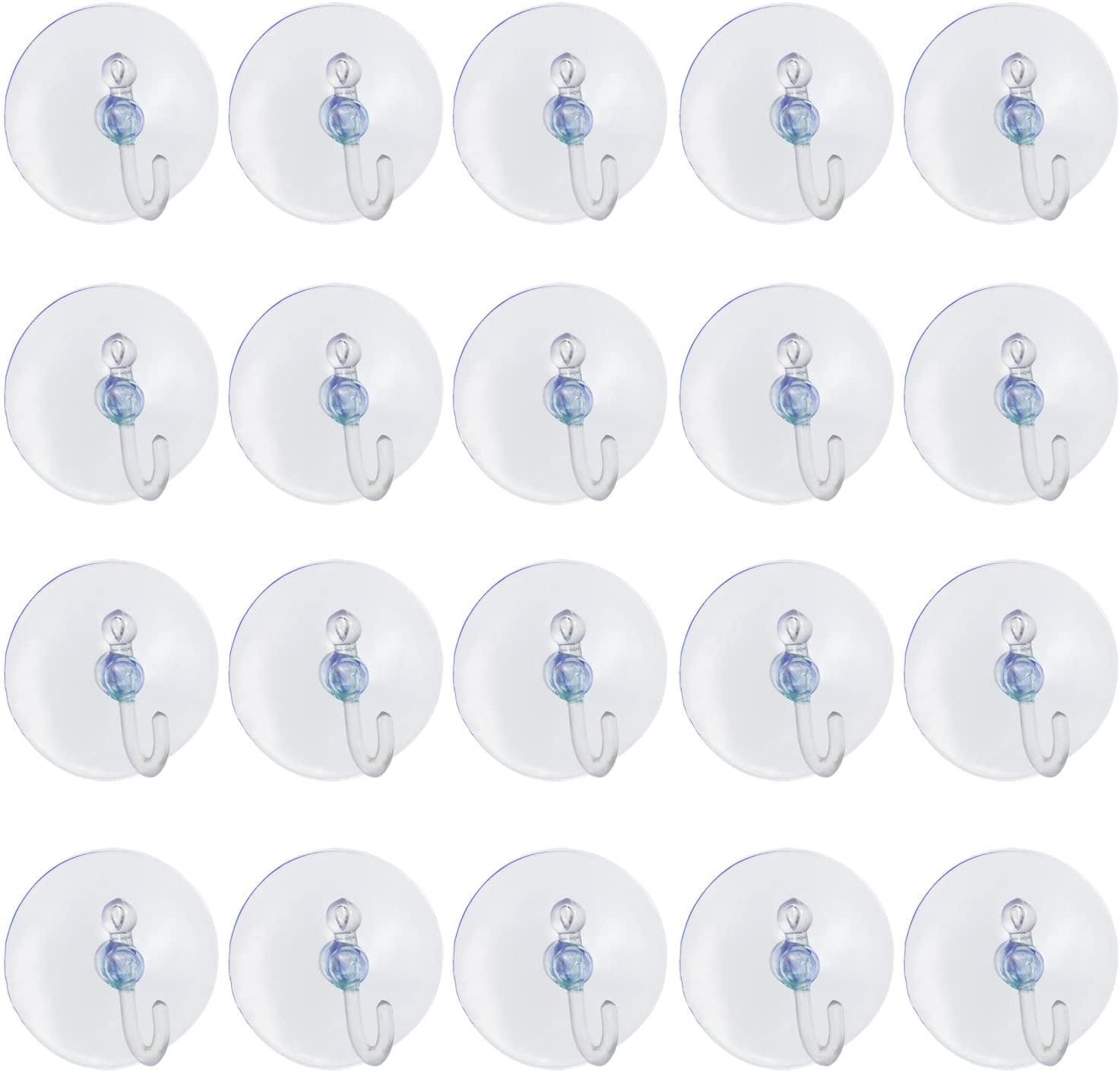 20 Clear Plastic Suction Cups Metal Hooks Window Decoration Cabinet ...