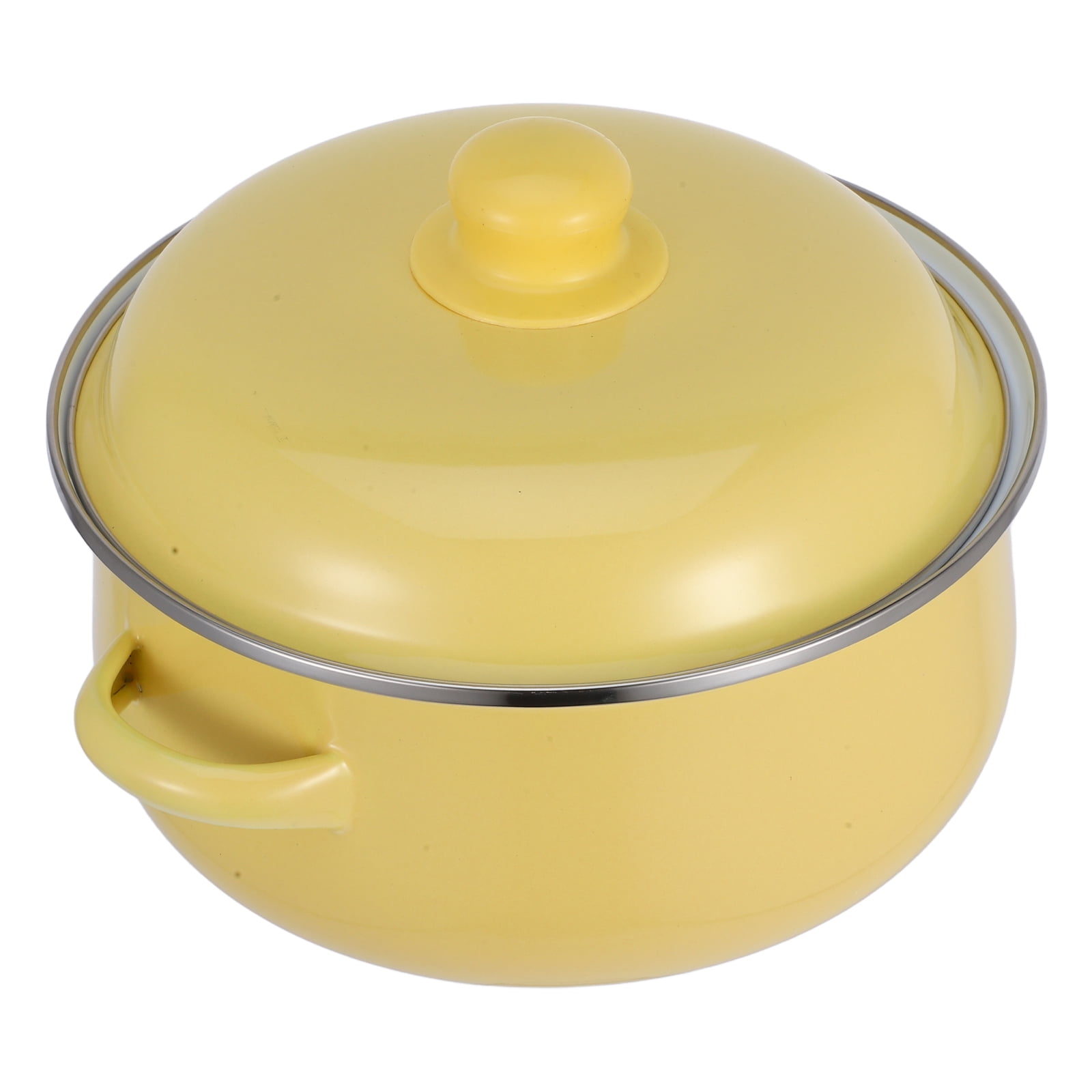 20 Cm Enamel Pot Stew Pot Non Stick Pan Enamel Soup Bowl with Lid Retro ...