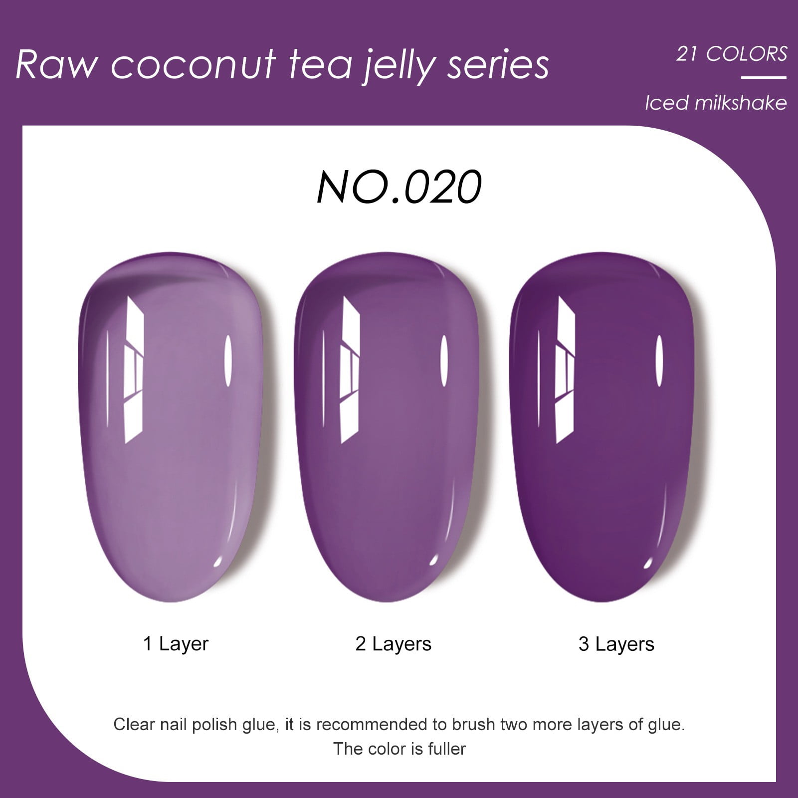 20-Color Cream Ice Semi-Transparent Nail Polish Set - 7.5ml Each ...