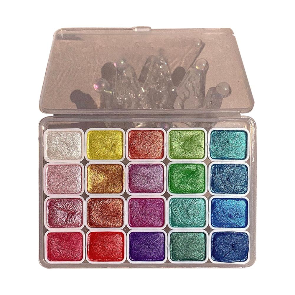 20-Color Solid Metallic Watercolor Paints, Metallic Watercolor Paint ...