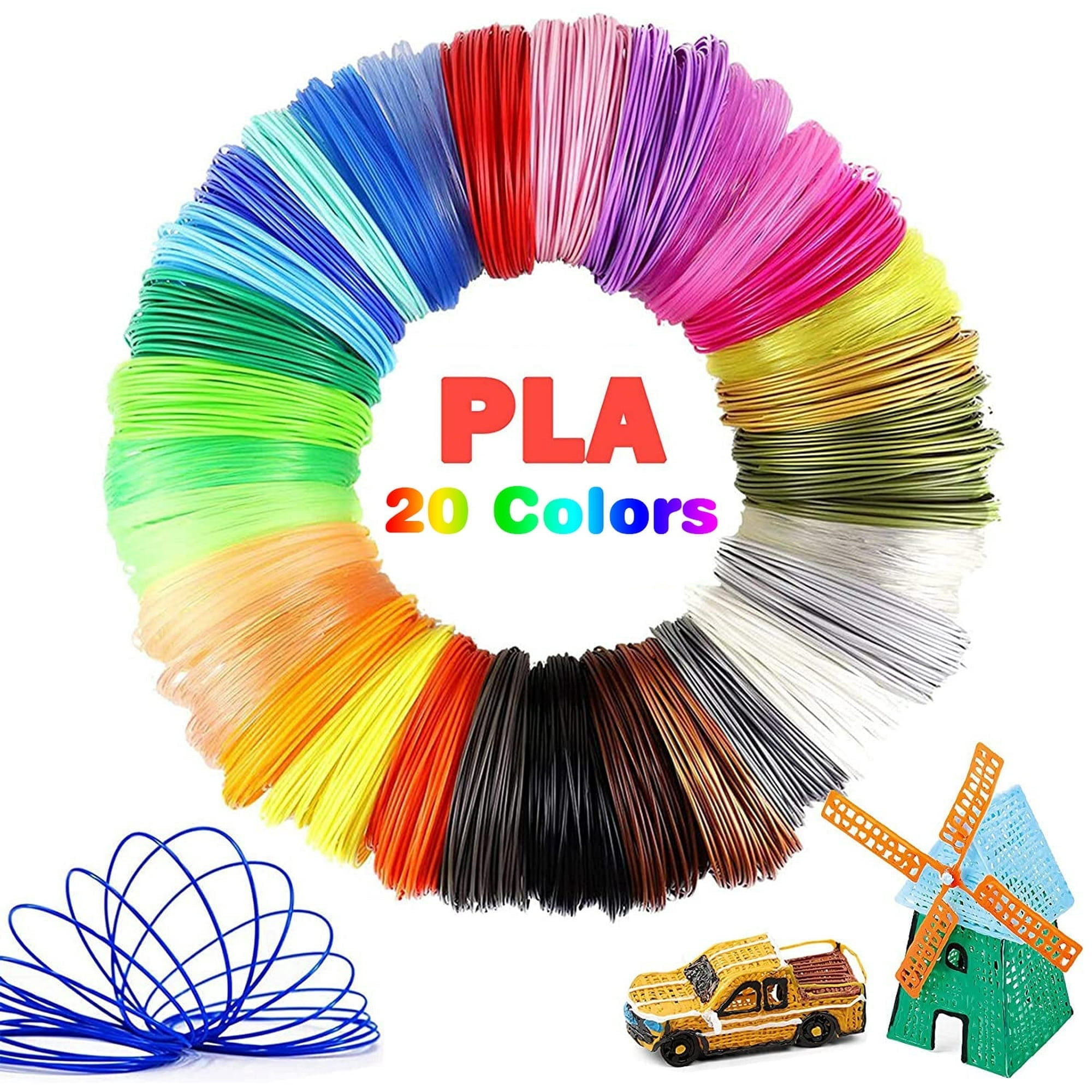 3D Pen PLA Filament Refills - 20 Colors, 10ft Each, Total 200ft ...