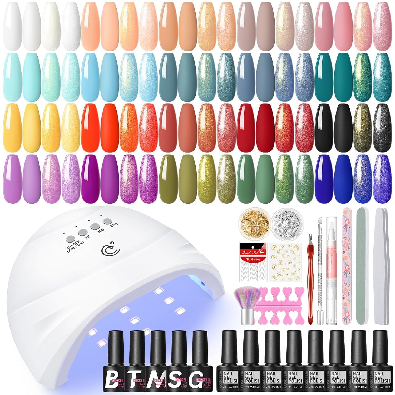 20 Colors Gel Nail Polish Kit with U V Light Starter Kit with Nail Lamp ...