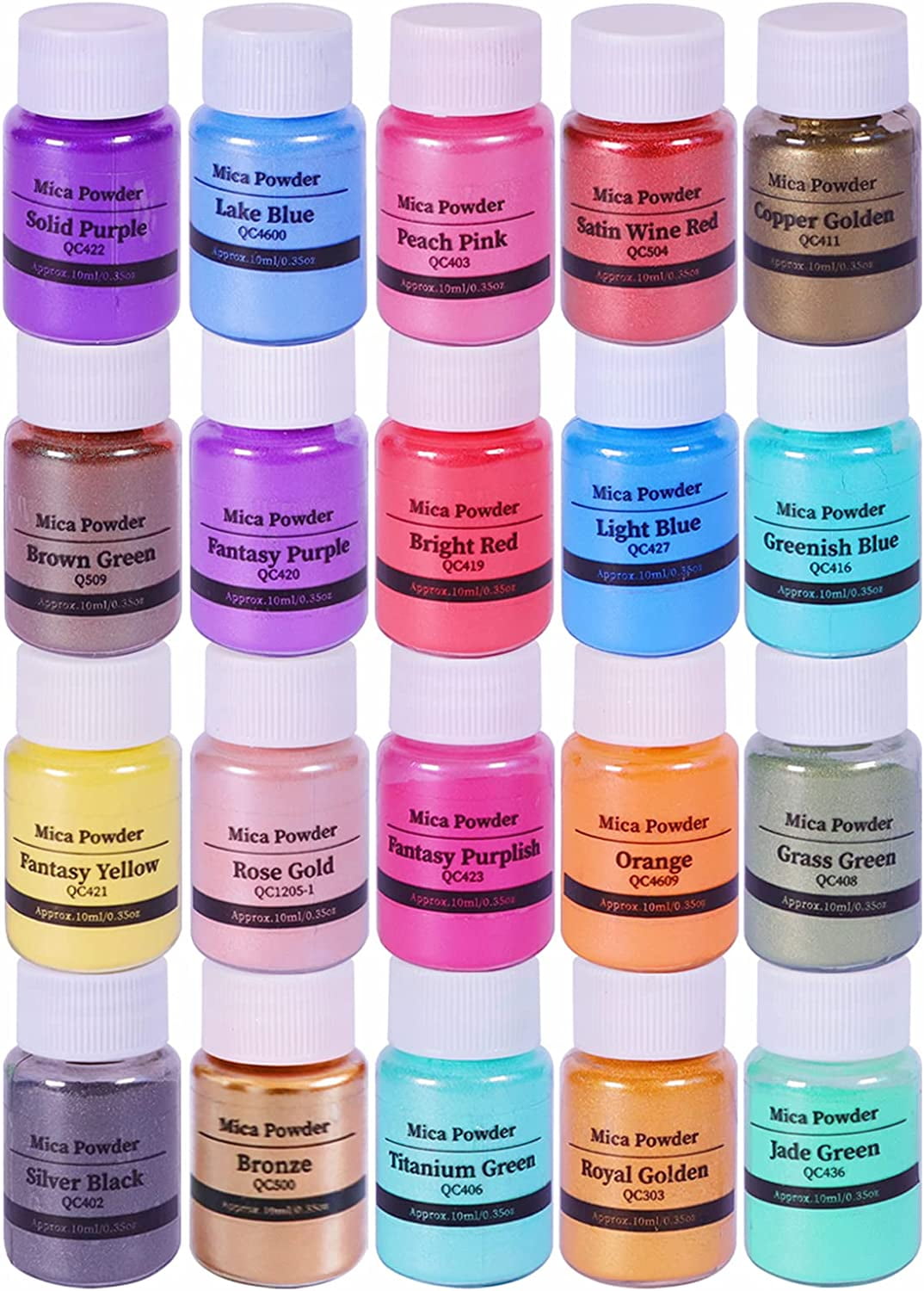 20 Colors Mica Glitter Powder Pigment for Epoxy Resin, Slime, Nail ...