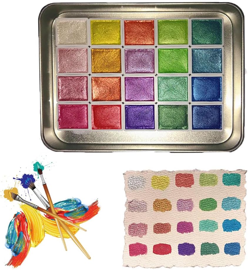 20 Colors Watercolor Painting Set, 2025 New Metallic Watercolor Paints ...