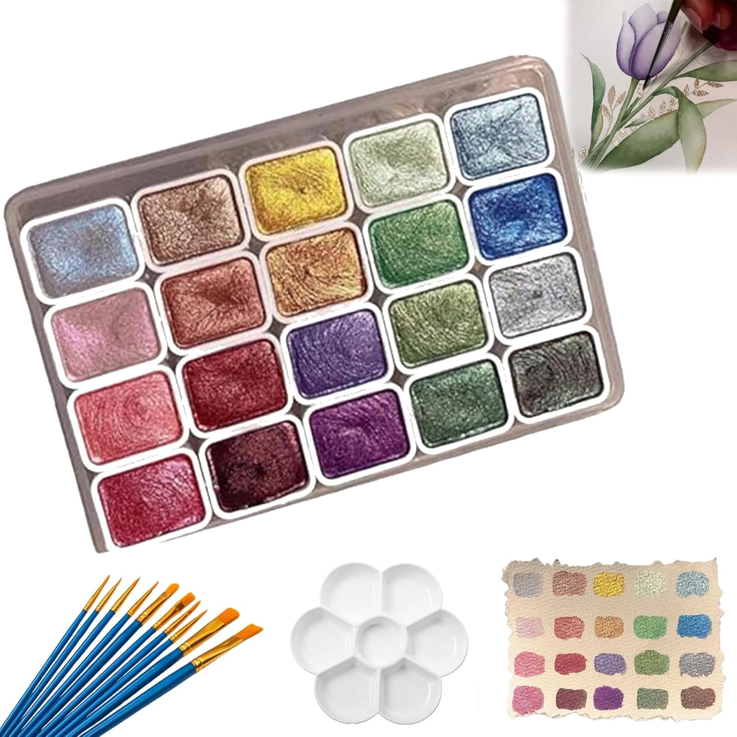 20 Colors Watercolor Painting Set, Shifting Watercolor Painting Set ...