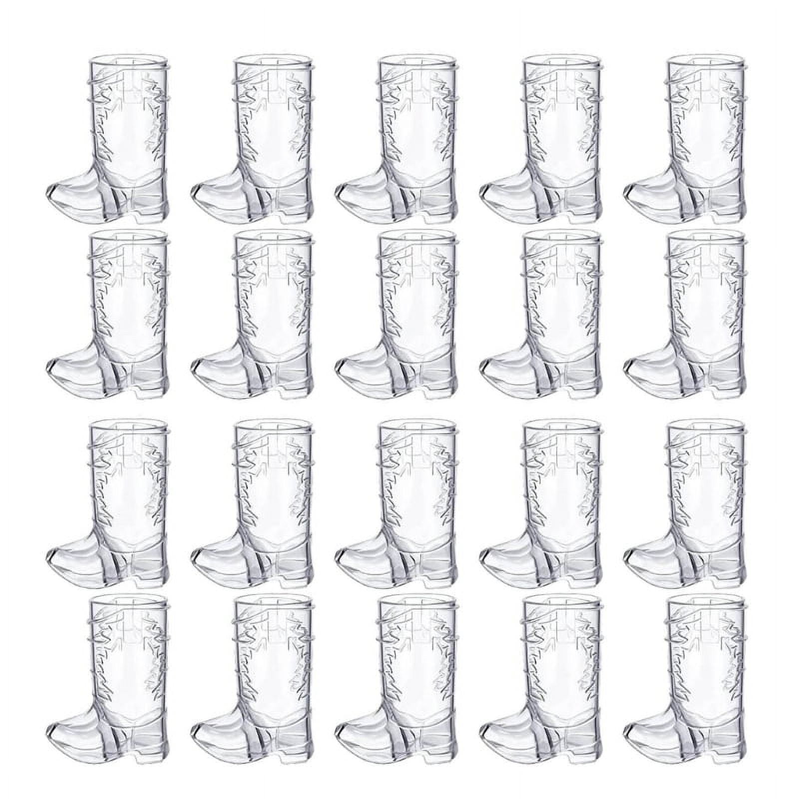 20 Count Clear Plastic Shot Glass Cups Fun Cowboy Boot Shape Little ...