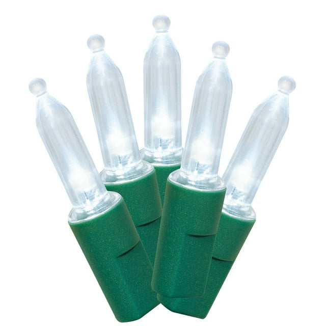 20-Count Cool White LED Mini Christmas Lights with Green Wire, 7.6 ...