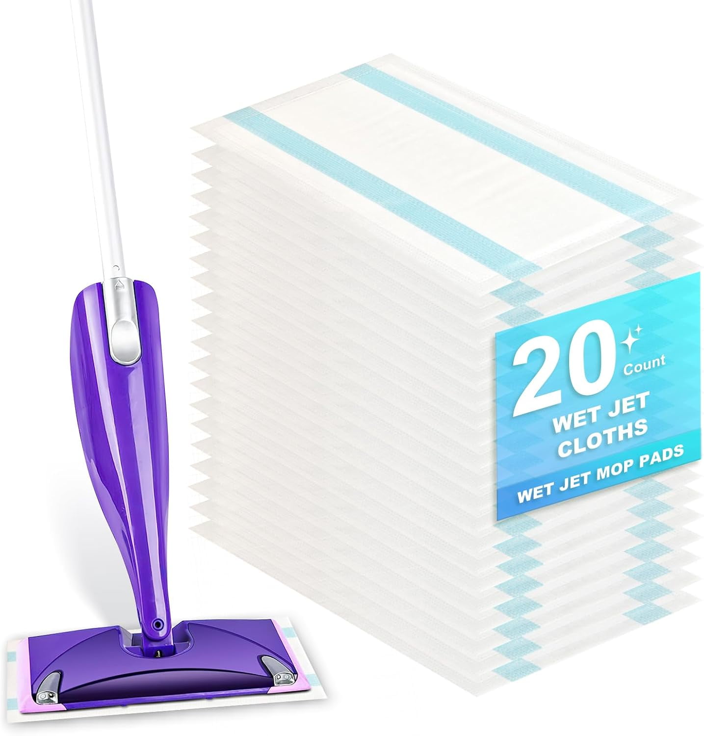 20 Count Disposable Mop Pad Refills (11.6" x 5.9") for Swiffer WetJet ...