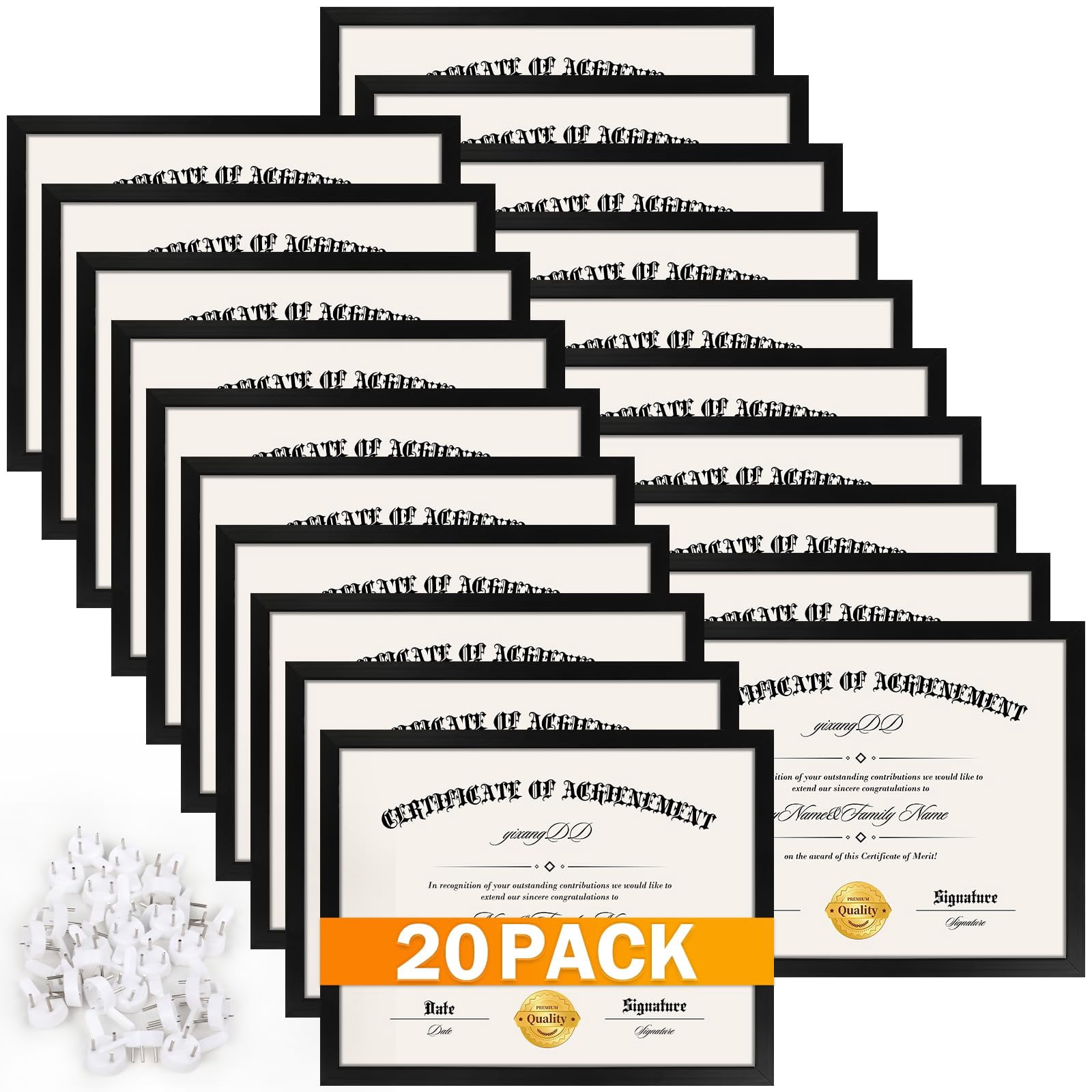 20 Count Document Frames 8.5 x 11 Inches, Black Premium Diploma Frame ...