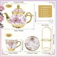 20 Count Floral Porcelain Tea and Coffee Set with Metal Holder ...