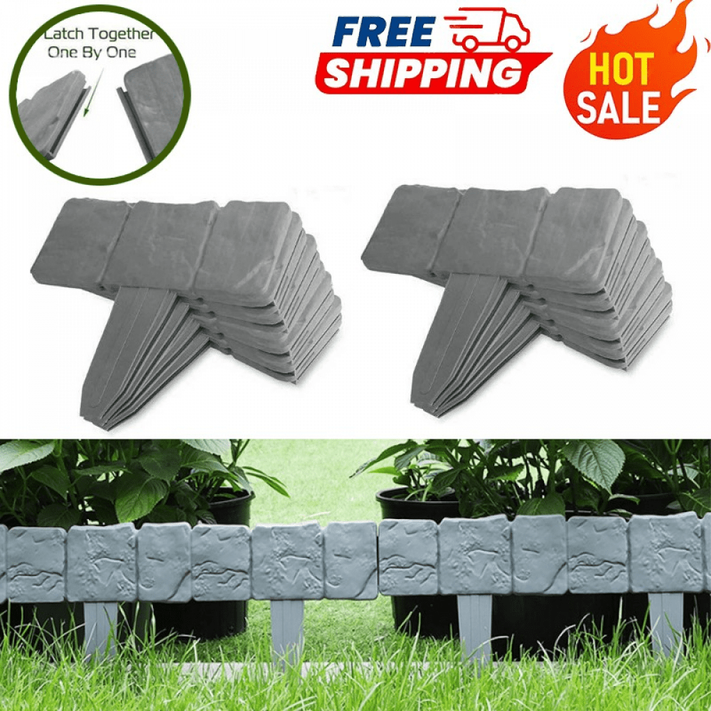 20-Count Interlocking Plastic Garden Edging - Natural Stone Texture ...