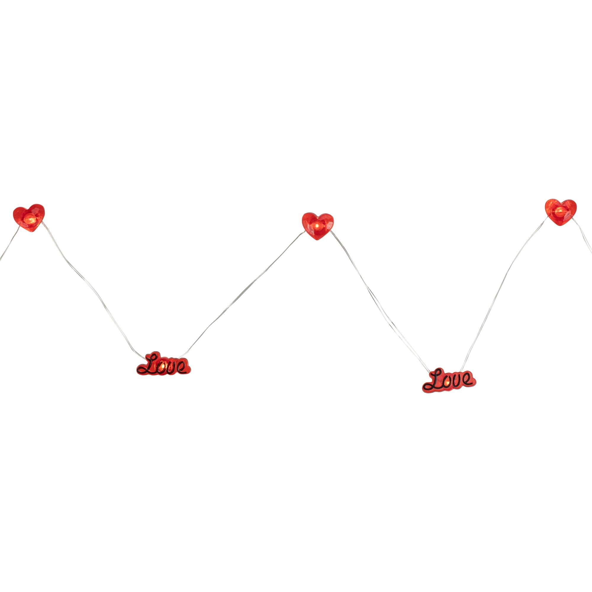 20-Count Red Valentine's Day Love and Heart LED Fairy Lights 6.25ft ...