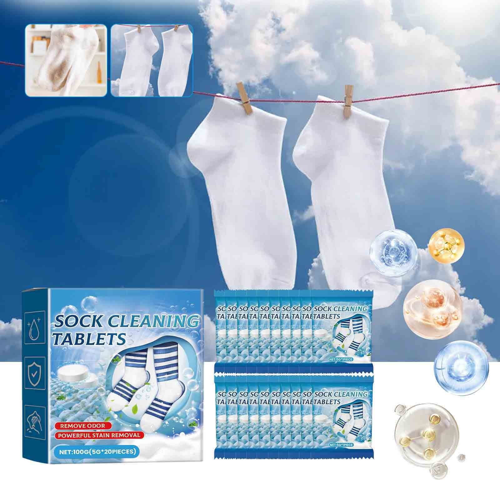 20-Count Sock Cleaning Tablets (100g) - Stubborn Stain & Odor Remover ...