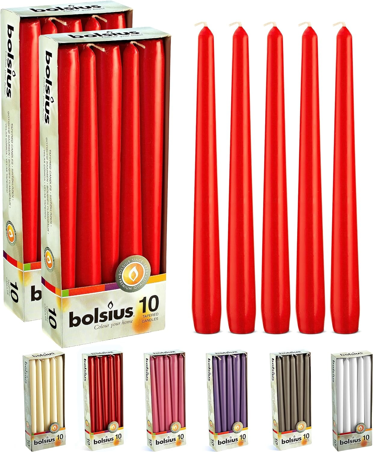 20 Count Unscented 10 Inch Red Household Taper Candles - 8 Hours Burn ...