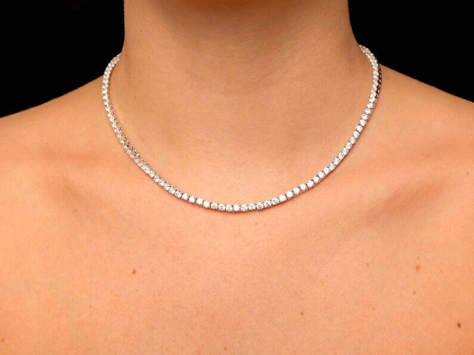 20 Ct Round Cut Lab-Created Diamond Tennis Necklace 14K White Gold ...