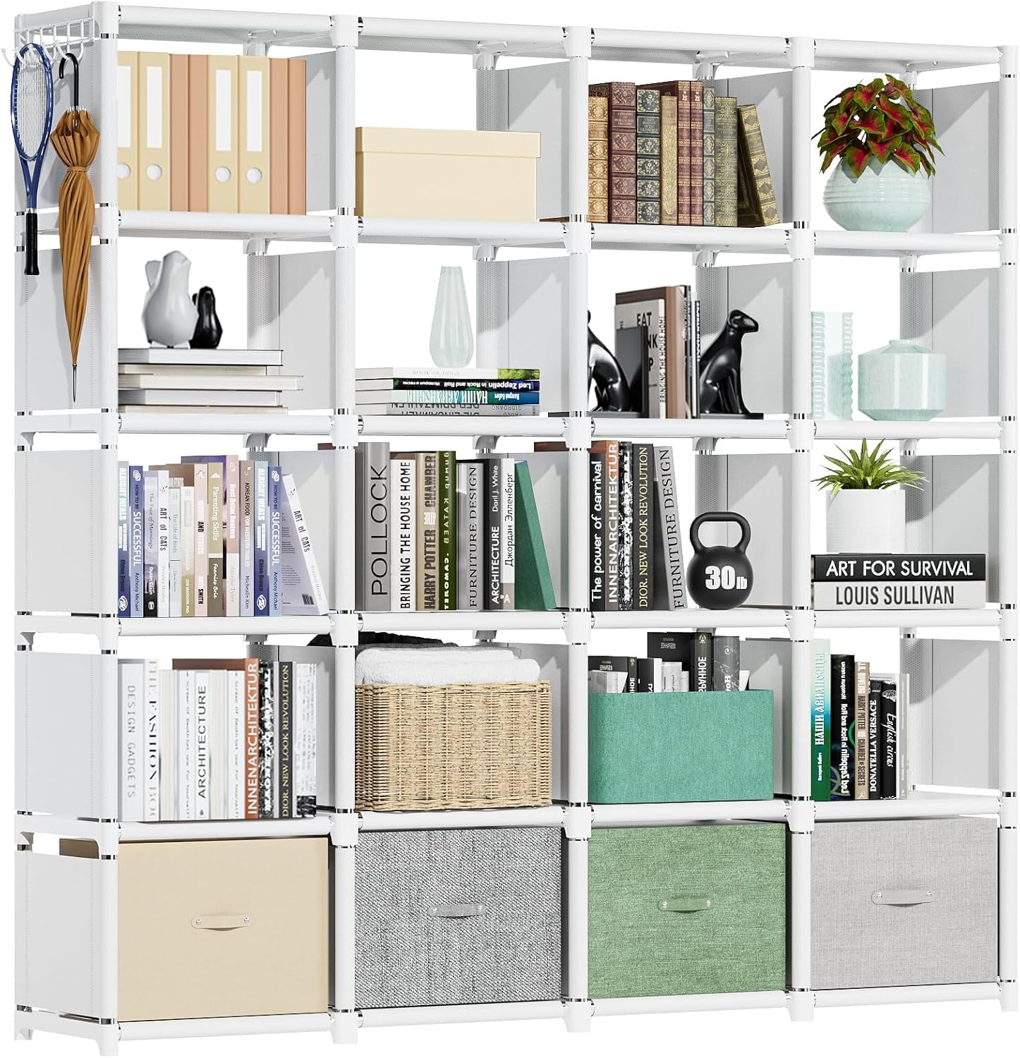 20 Cube Book Shelf, Storage Organizer, Large DIY Bookcase, Metal Cube ...