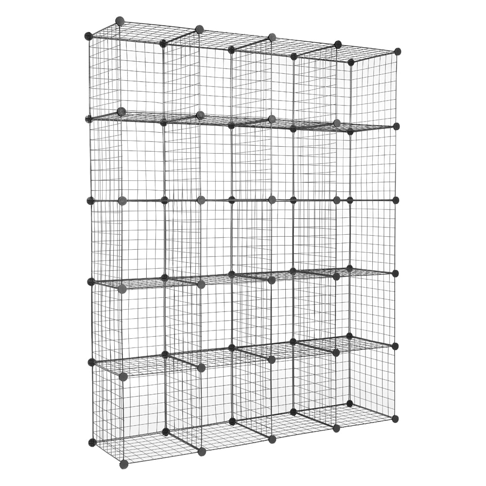 20-Cube Metal Grid Shelving Unit Storage Modular Cubbies Organizer ...