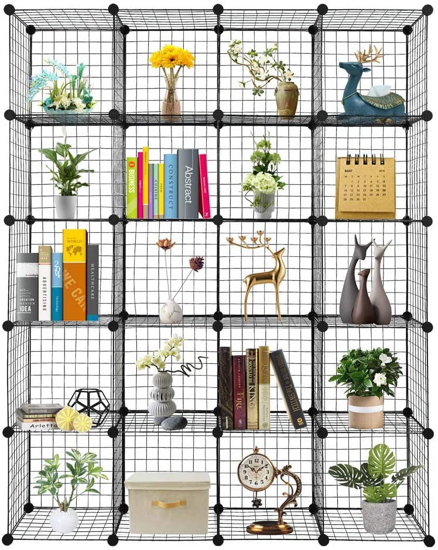 20-Cube Metal Wire Cube Storage with 1 Wooden hammer Stackable Storage ...