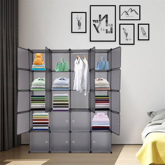 20 Cube Organizer Stackable Plastic Cube Storage Shelves Modular Closet ...