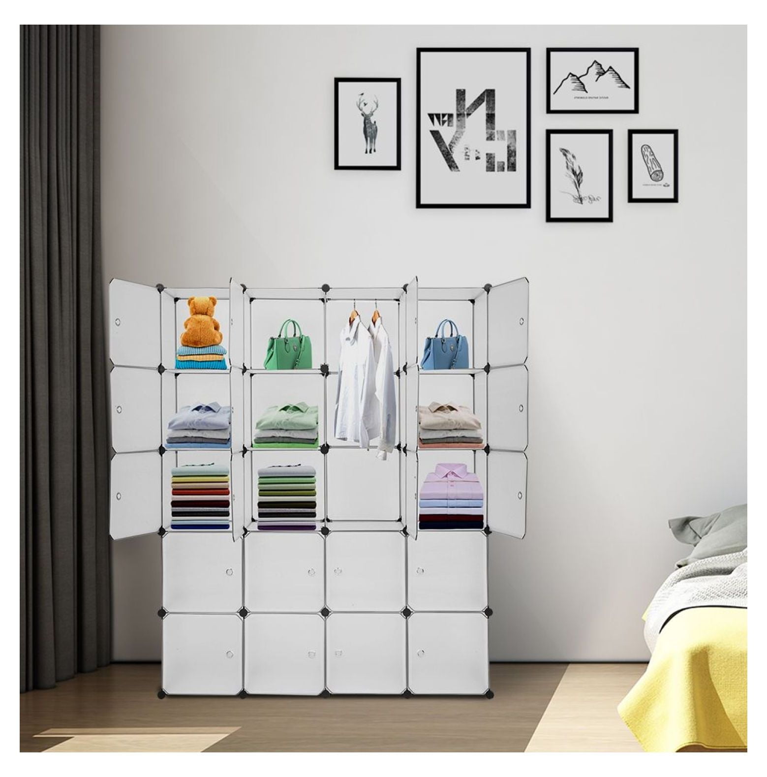 20 Cube Storage Organizer, Stackable Plastic Shelves, Modular Closet ...