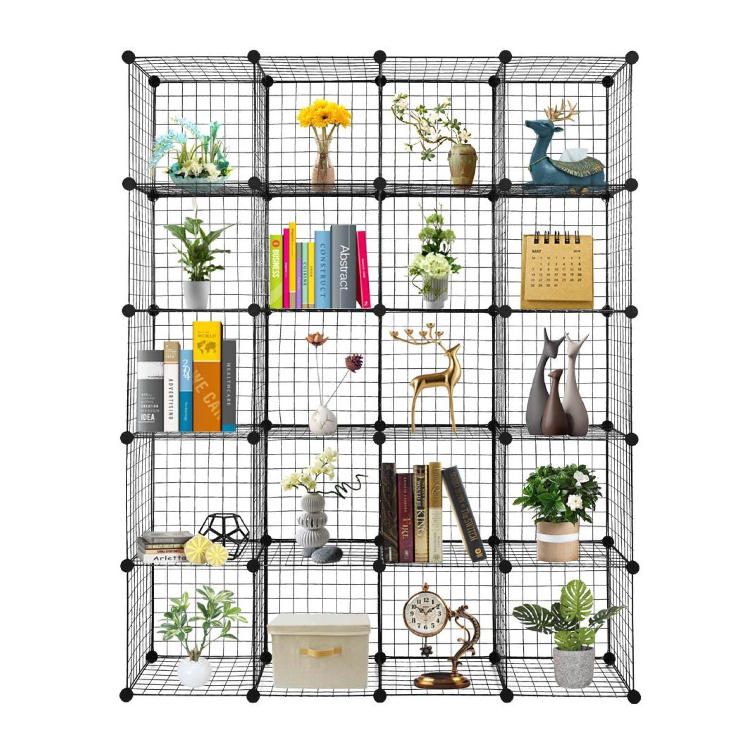 20 Cube Storage Organizer, Wire Shelves Bookcase, Metal Grid Shelving ...