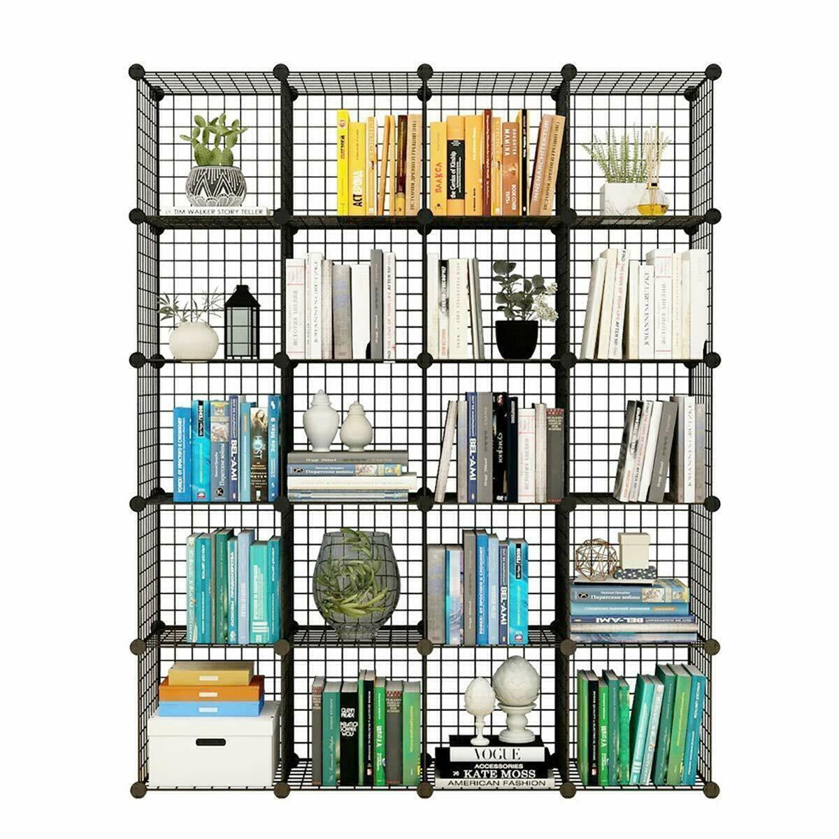 20 Cube Wire Grid Organizer Bookcase Storage Cabinet Wardrobe Closet ...
