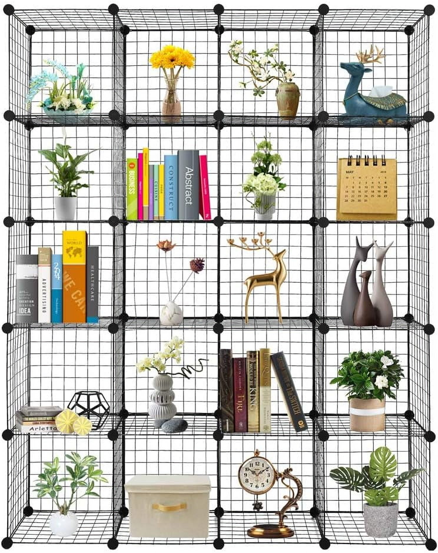 20 Cubes Wire Cube Storage Organizer, Modular Closet Cabinet Stackable ...