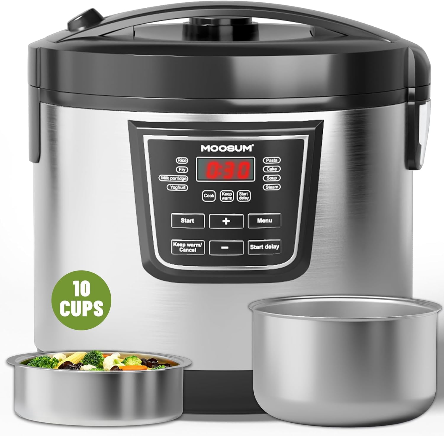 20 Cup Cooked (10 cup uncooked) Rice Cooker with 8 Functions, Healthy ...