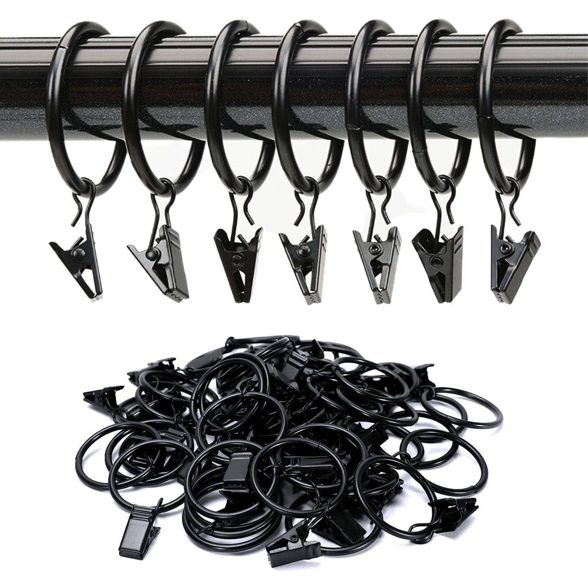 20 Curtain Rings with Clips 38 mm Metal Curtain Ring Hanging Rings for ...