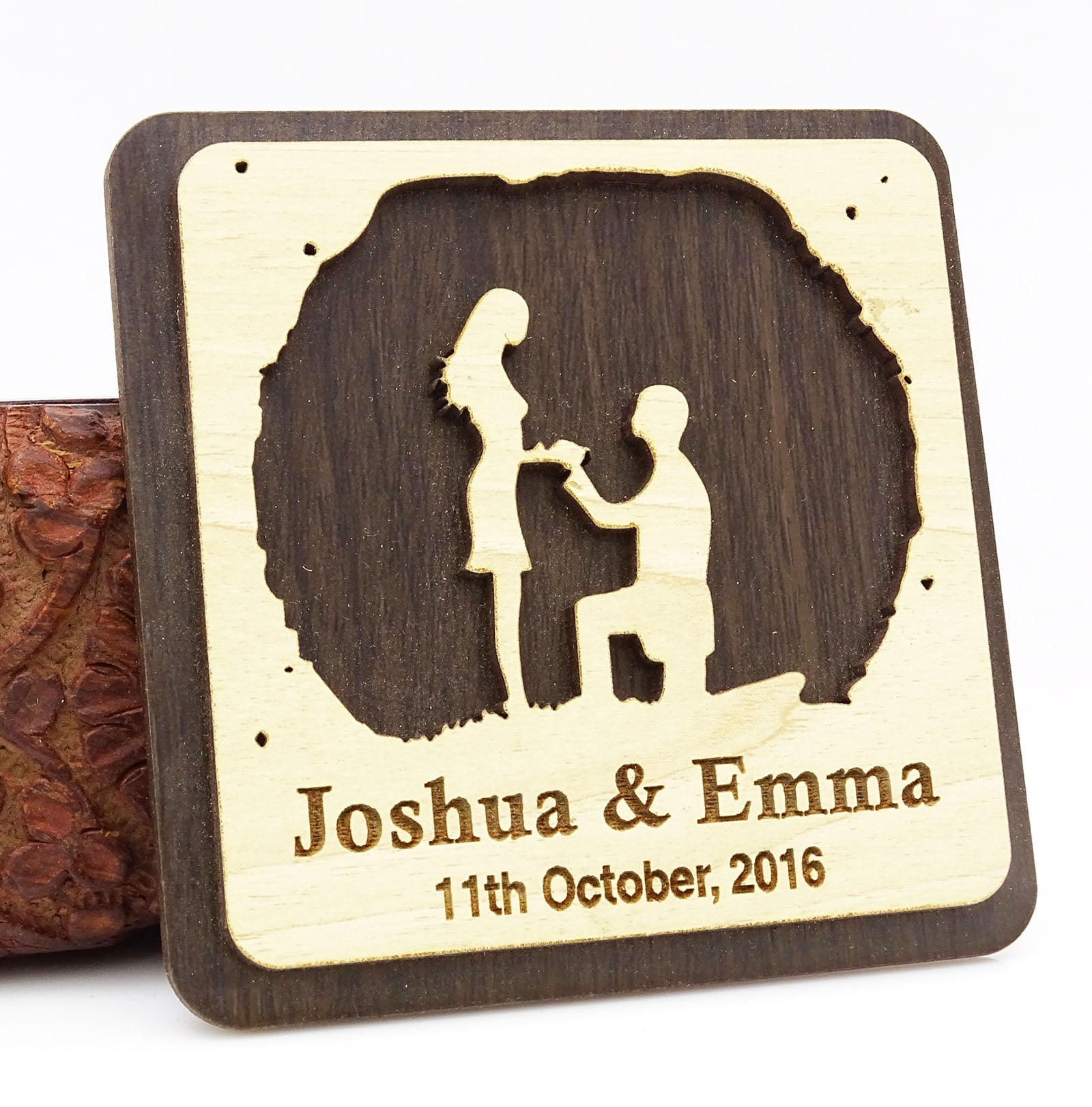 20 Custom Engraved Wooden Magnet Rustic Wedding Save the Date Wooden ...