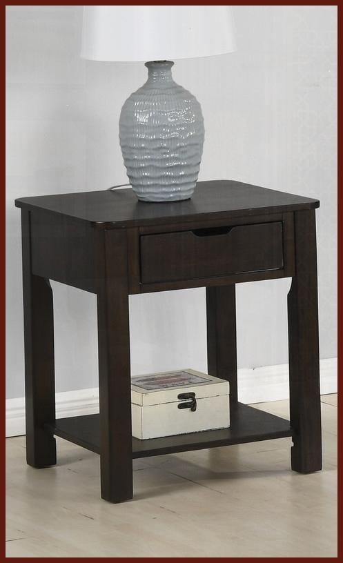 20” Dark Brown MDF Coffee Table with Rounded Edges, Handleless Drawer ...