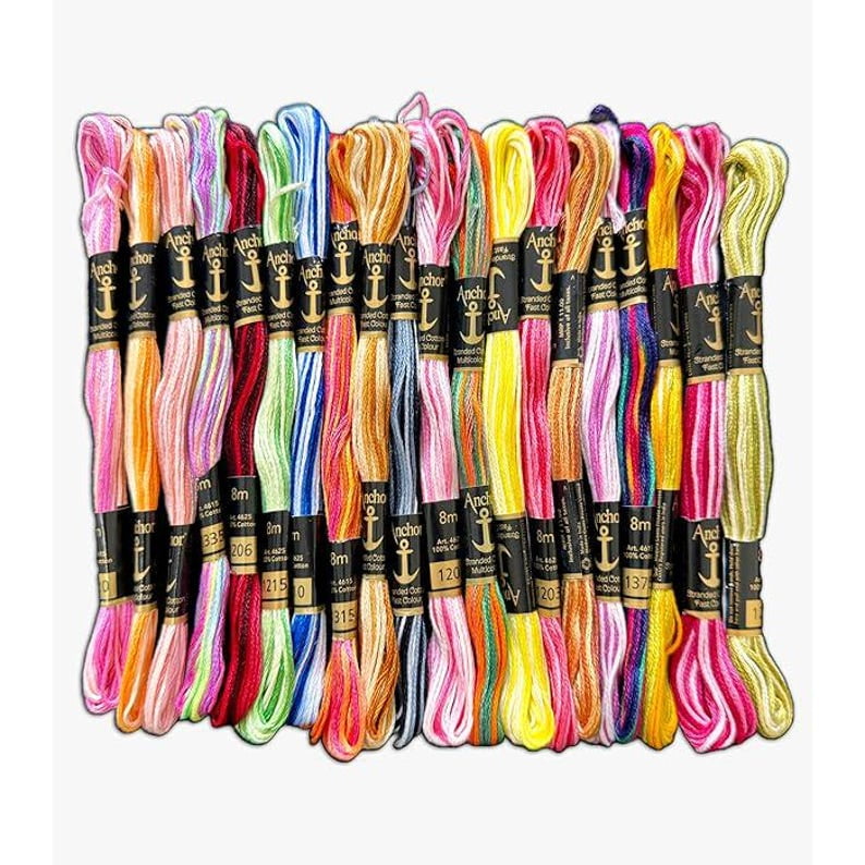 20 Different Colors Variegated Multi Shades Anchor Cotton Cross Stitch ...