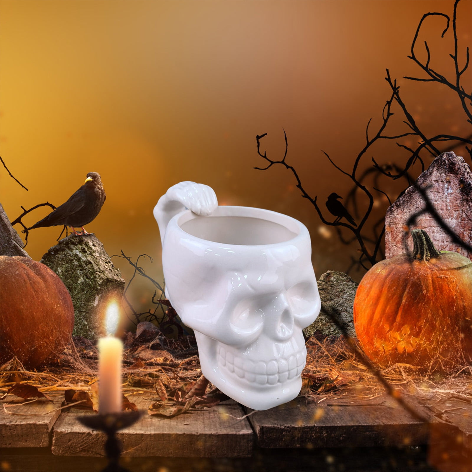 Under 20 Dollars Human Skull Novelty Coffee Mug, Rustic White Day of ...