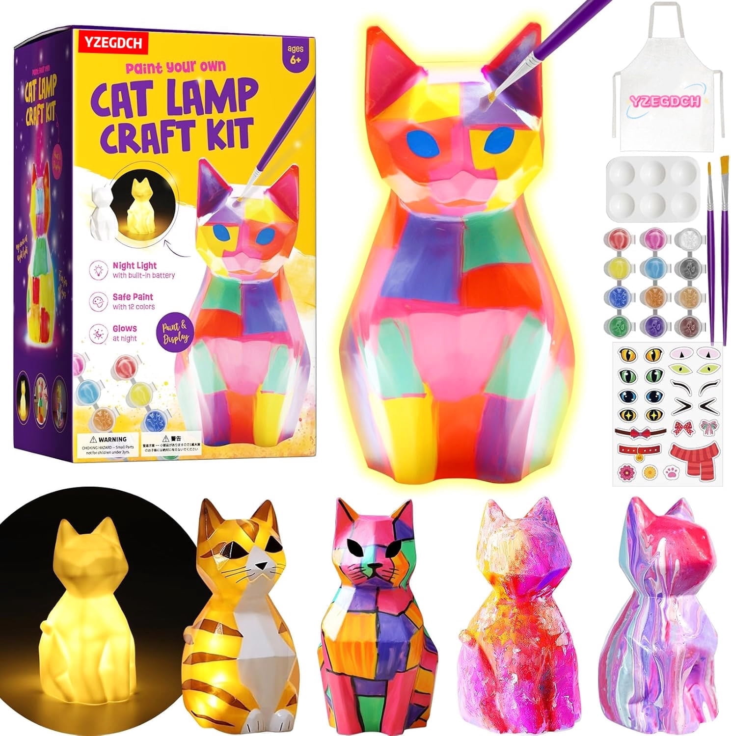 Clearance! Paint Your Own Cat Lamp Kit, Arts and Crafts for Kids Ages 8 ...