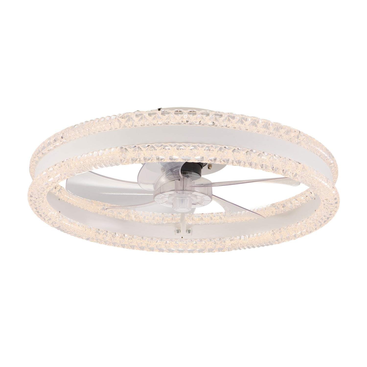 20” Double Ring LED Ceiling Fan Flush Mount Hidden Blades Dimmable ...