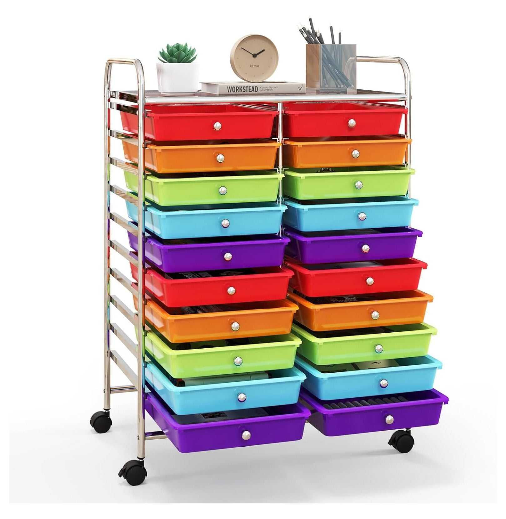 20-Drawer Organizer Cart Tools, Mobile Utility Storage Cart with ...